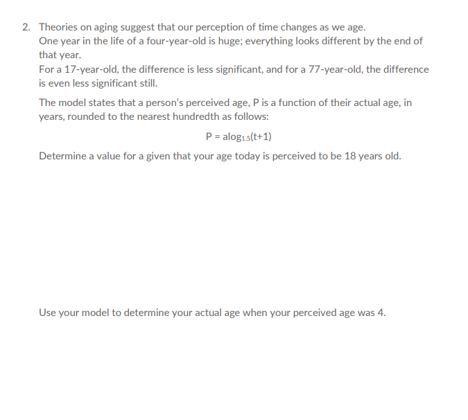 Solved Theories on aging suggest that our perception of time | Chegg.com