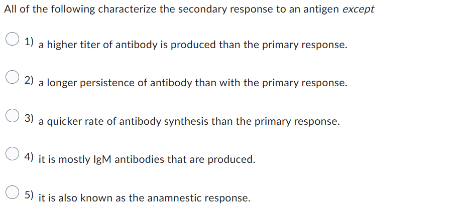 Solved All of the following characterize the secondary | Chegg.com