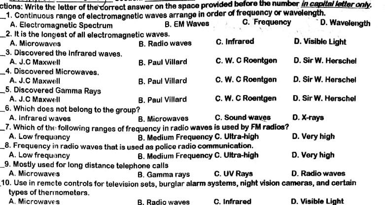 Solved ctions: Write the letter of the correct answer on the | Chegg.com Solved ctions: Write the letter of the correct answer on the | Chegg.com