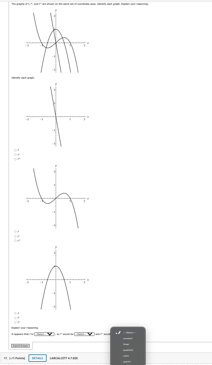 The graphs of f, f', and f" are shown on the same set | Chegg.com