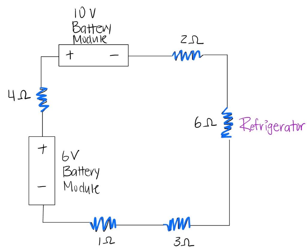 Solved The battery module is represented as a resistive | Chegg.com