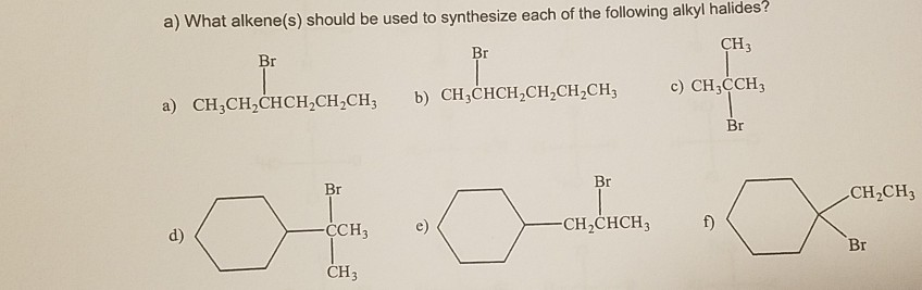 Solved of the folowing alkyl halides? a) What alkene(s) | Chegg.com