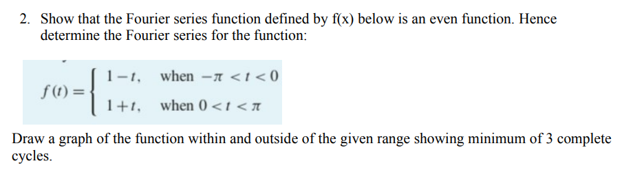 Solved 2. Show that the Fourier series function defined by | Chegg.com