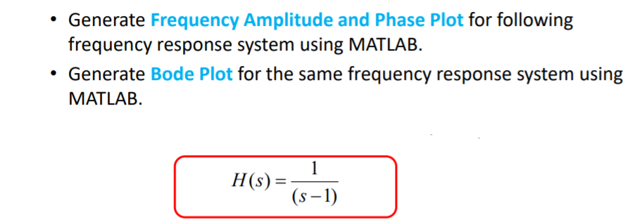 Solved • Generate Frequency Amplitude and Phase Plot for | Chegg.com