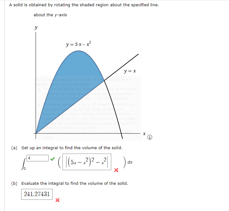 Solved A solid is obtained by rotating the shaded region | Chegg.com