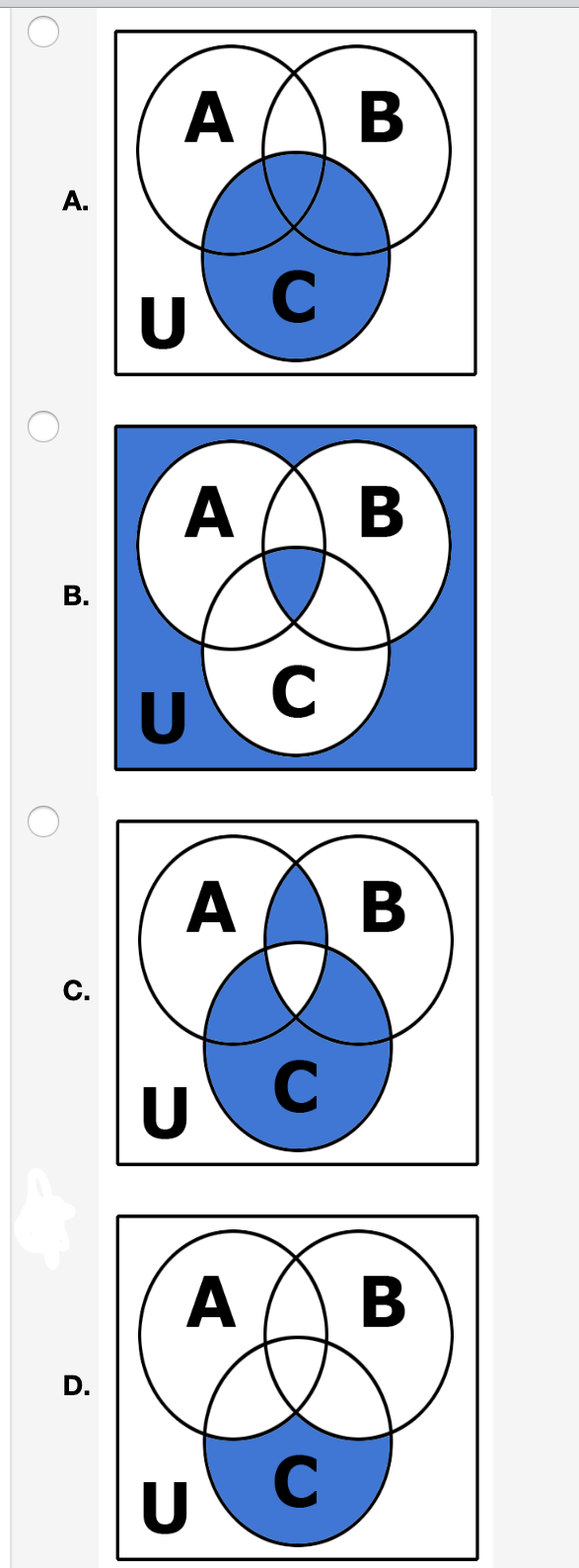 Solved Which of the following Venn diagrams corresponds to | Chegg.com Solved Which of the following Venn diagrams corresponds to | Chegg.com