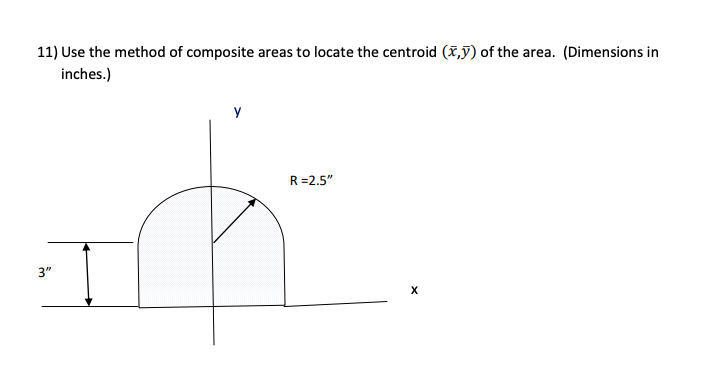 Solved 11) Use the method of composite areas to locate the | Chegg.com