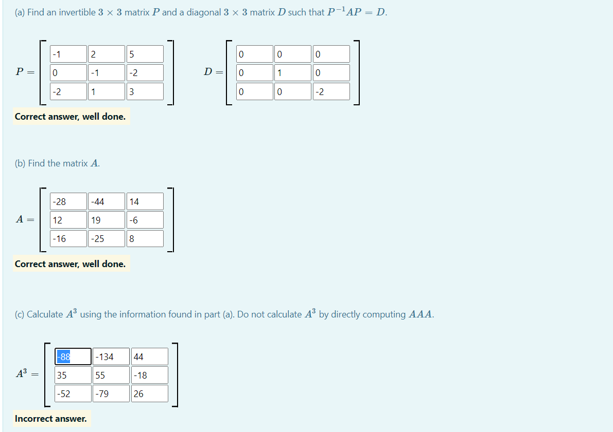 Solved (a) Find an invertible 3×3 matrix P and a diagonal | Chegg.com