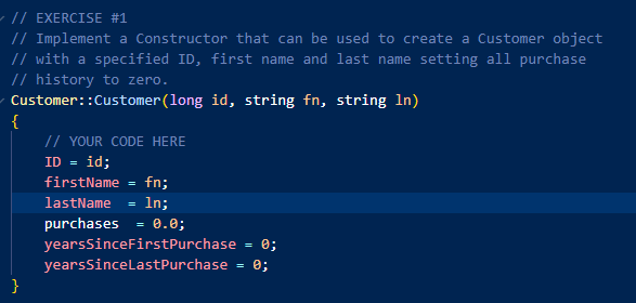 Solved // EXERCISE #1 // Implement a Constructor that can be | Chegg.com