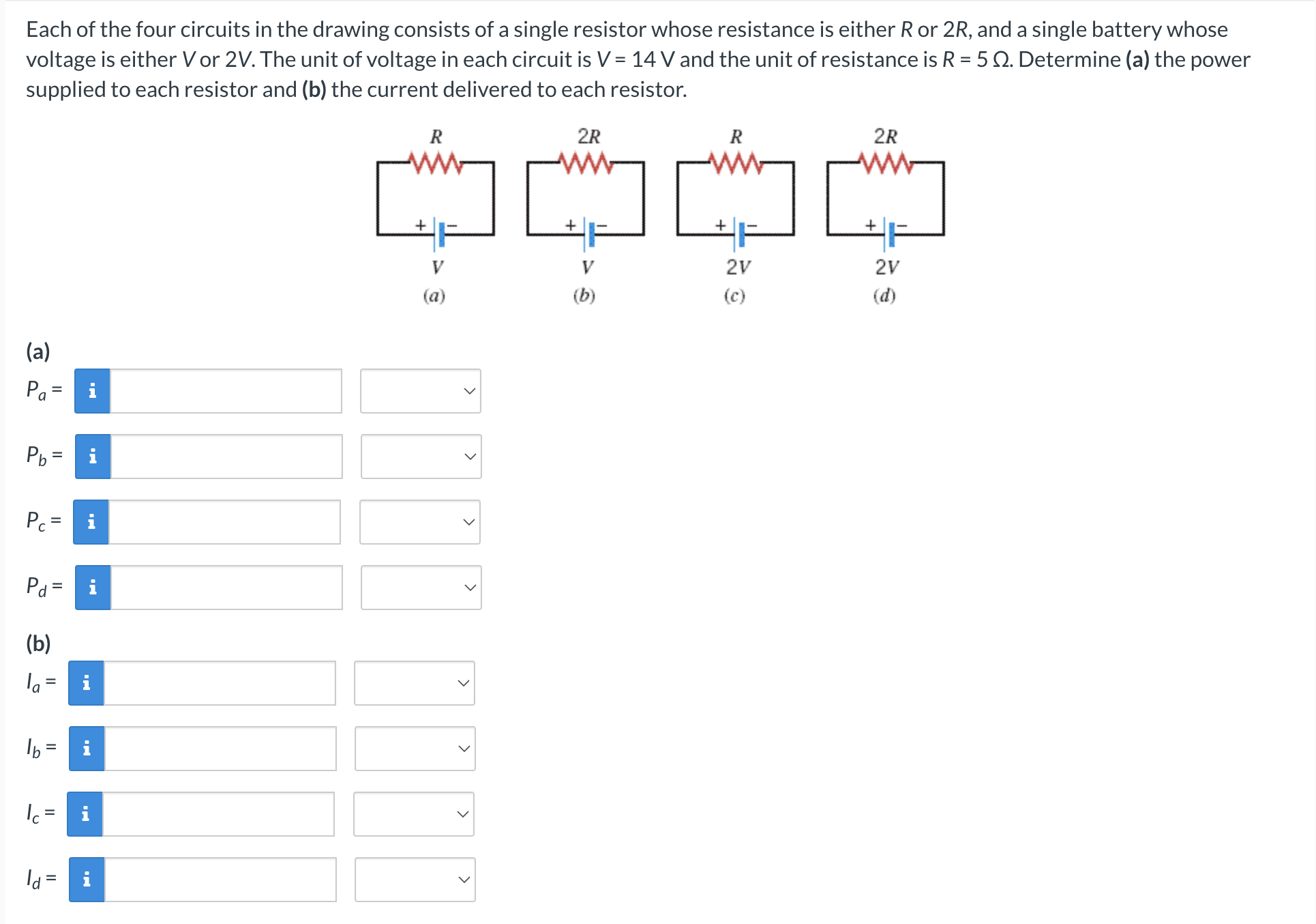 Solved Each of the four circuits in the drawing consists of | Chegg.com