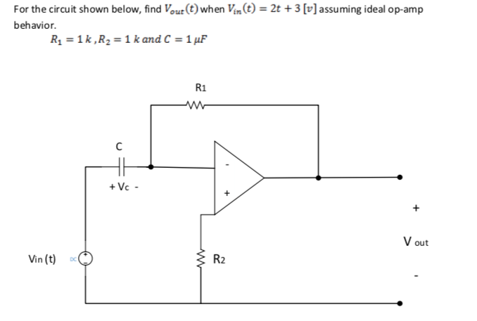 Solved For the circuit shown below, find Vout (t) when | Chegg.com