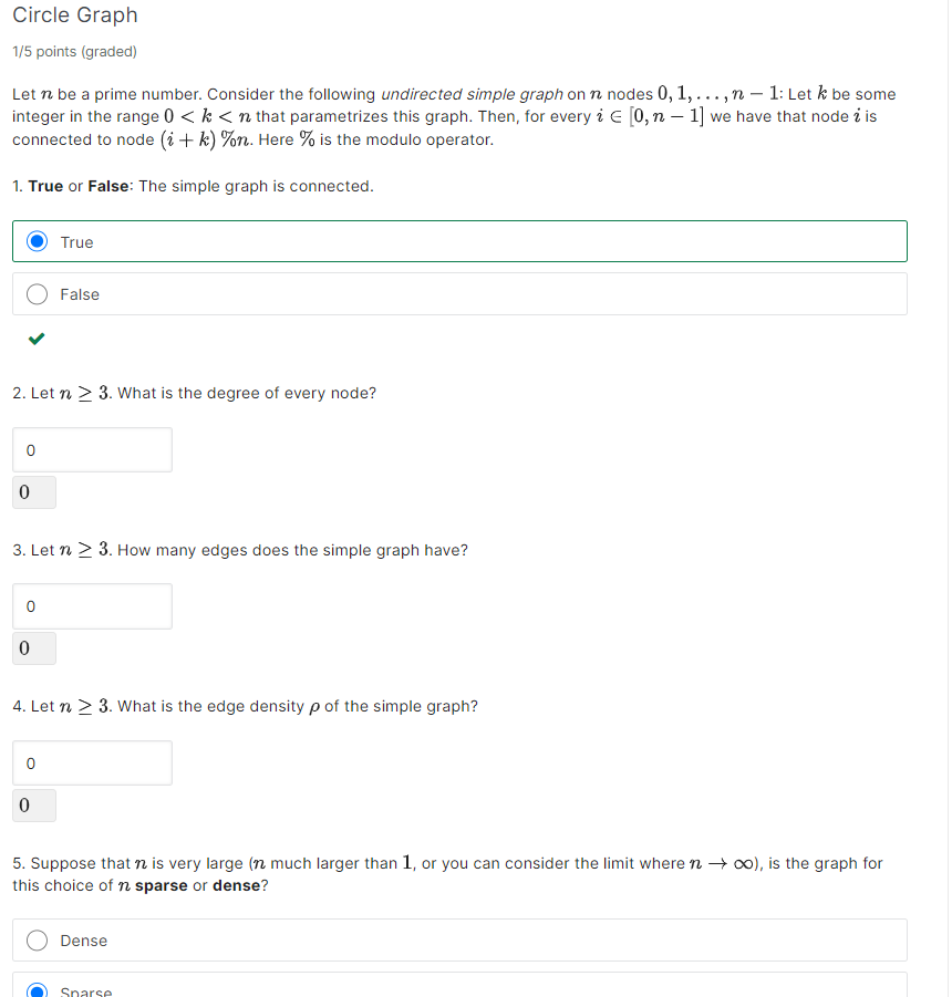 Solved Circle Graph 1/5 points (graded) Let n be a prime | Chegg.com
