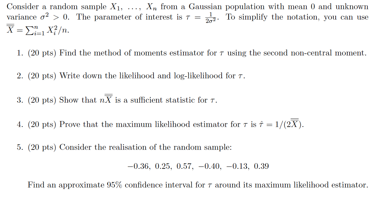 Consider a random sample X1, ..., Xn from a Gaussian | Chegg.com