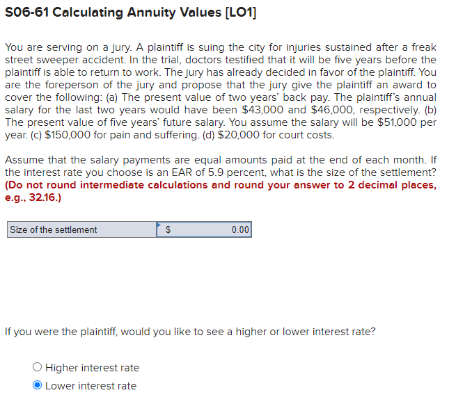 Solved S06-61 Calculating Annuity Values [LO1] You | Chegg.com