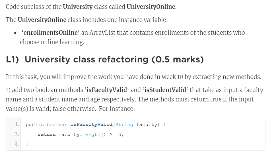 Solved Code subclass of the University class called | Chegg.com