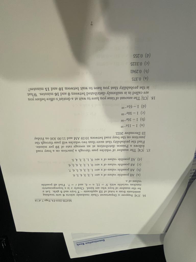 MATH-2310-FA Page 7 of 18 16. [C4] Suppose a | Chegg.com