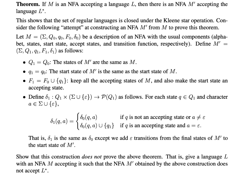 Theorem. If M is an NFA accepting a language L, then | Chegg.com