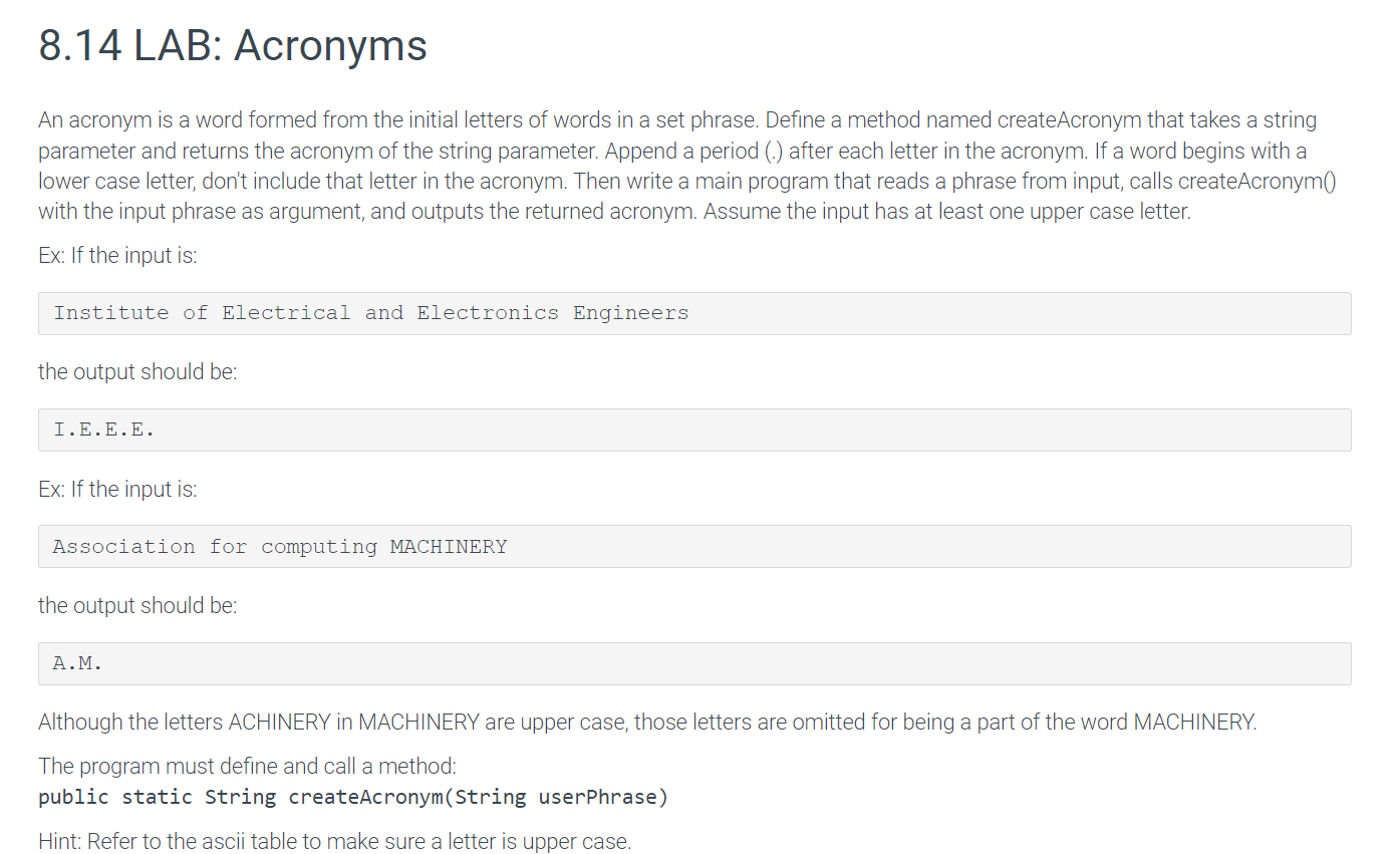 Solved An acronym is a word formed from the initial letters | Chegg.com