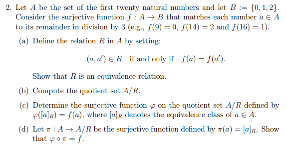 Solved 2. Let A be the set of the first twenty natural | Chegg.com