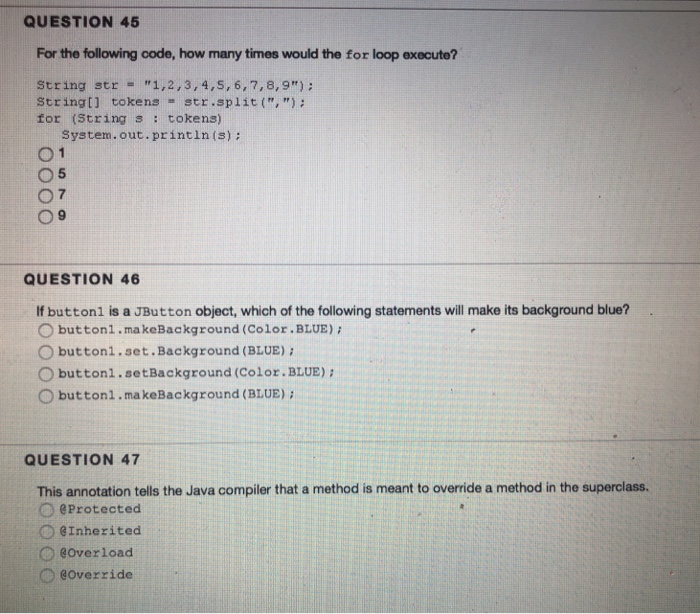 Solved QUESTION 45 For the following code, how many times | Chegg.com