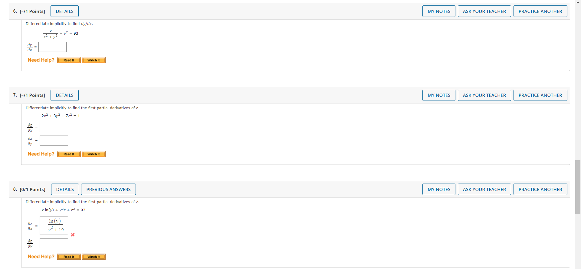 Solved Differentiate implicitly to find dy/dx. | Chegg.com