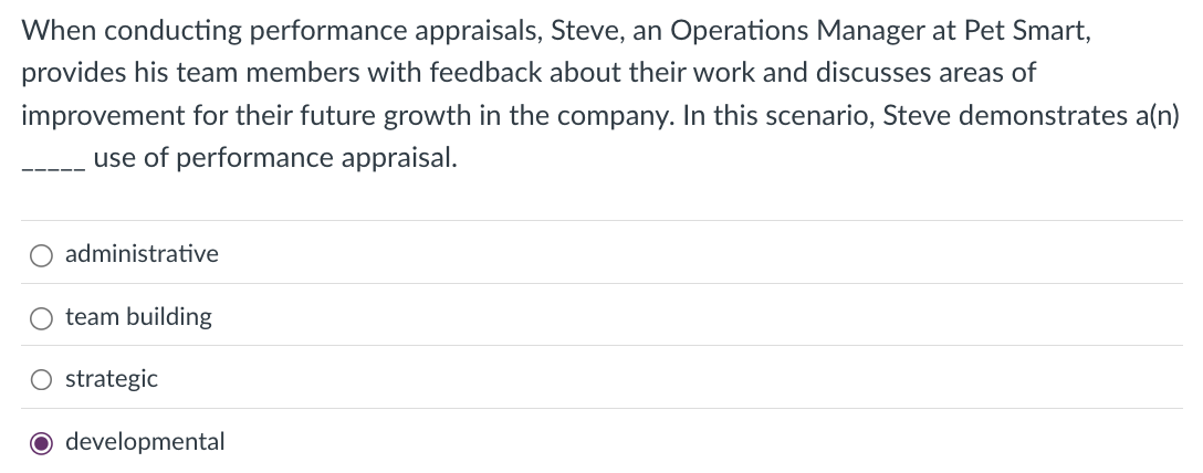 Solved When conducting performance appraisals, Steve, an | Chegg.com