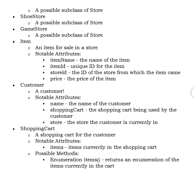 Assignment No. 1 Shopping Mall In this project, you | Chegg.com