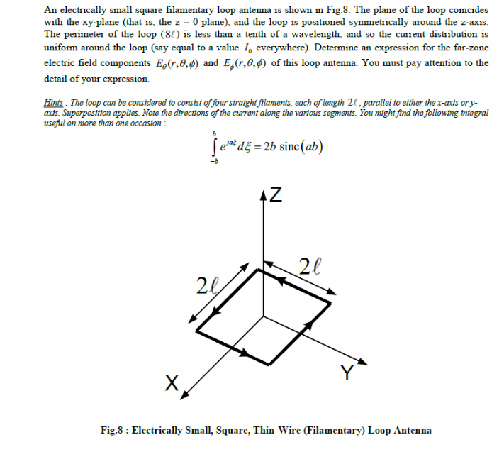 Solved An electrically small square filamentary loop antenna | Chegg.com
