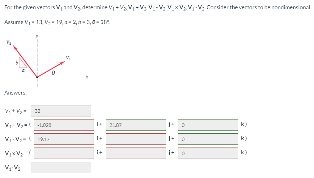 Solved For the given vectors V and V2, determine V1 + V2, | Chegg.com