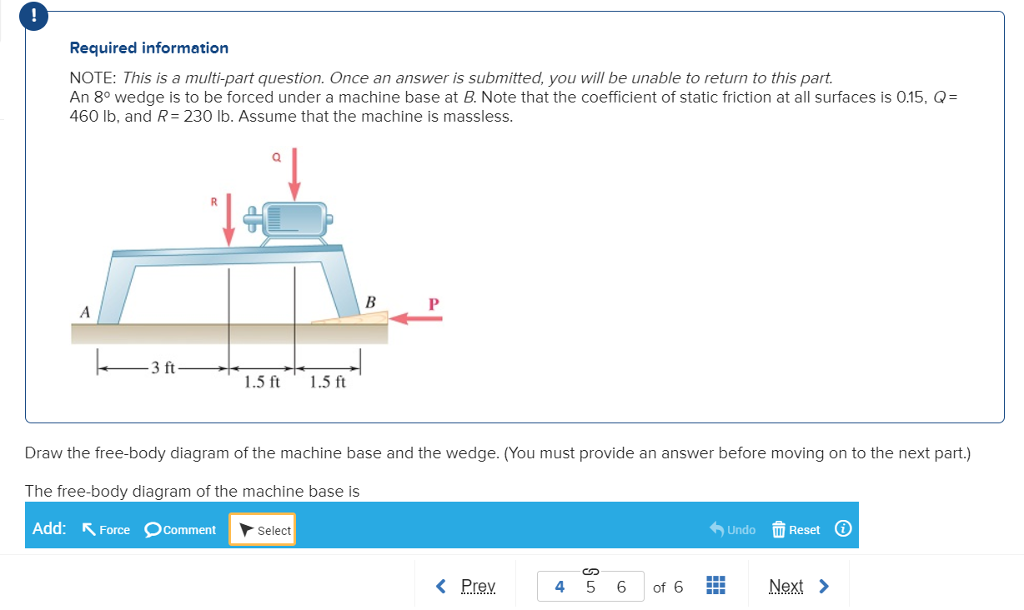 Solved a)The free-body diagram of the machine base is | Chegg.com