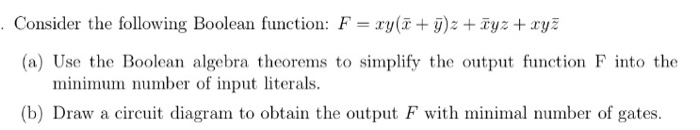 Solved Consider the following Boolean function: | Chegg.com