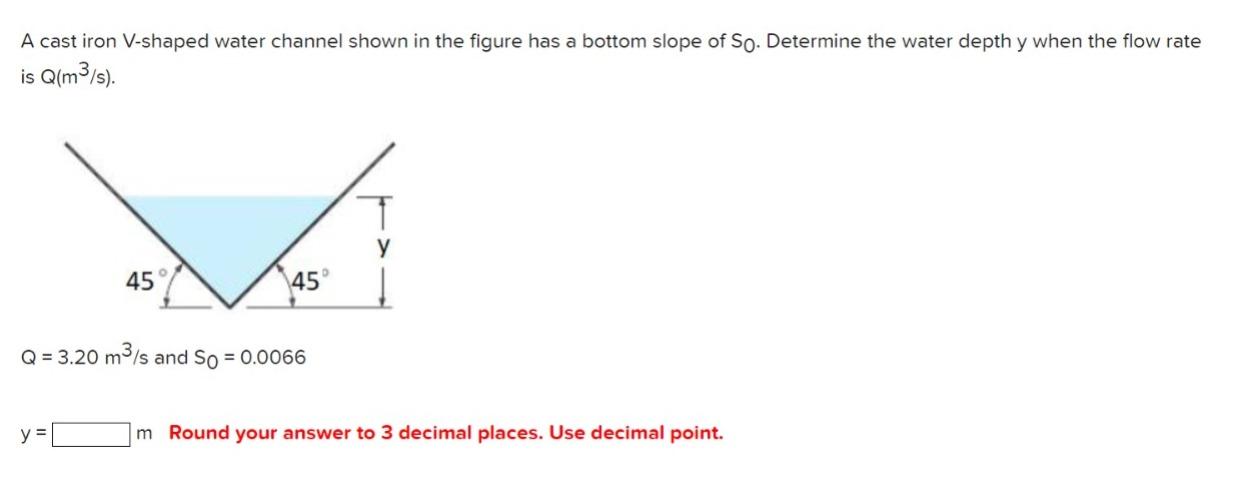 Solved A cast iron V-shaped water channel shown in the | Chegg.com