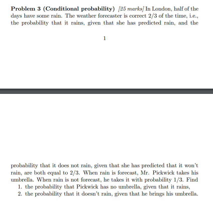 Solved Problem 3 (Conditional probability) (25 marks In | Chegg.com