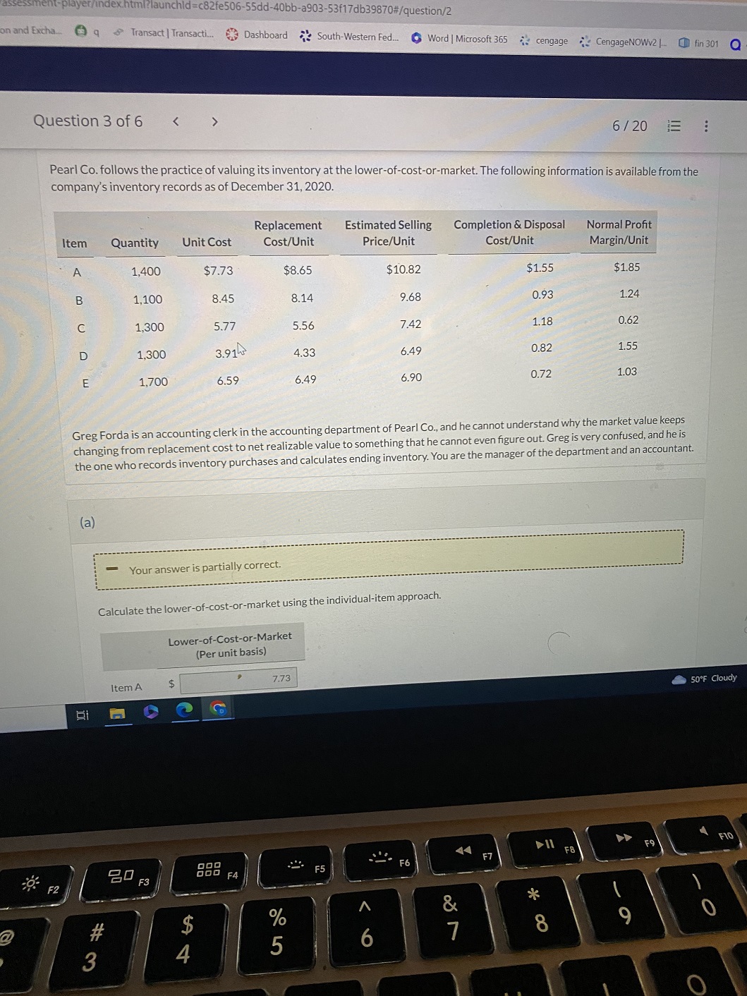 Solved Pearl Co. follows the practice of valuing its | Chegg.com