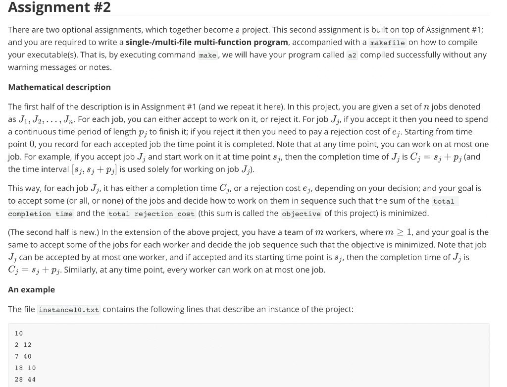 Solved Assignment #2 There are two optional assignments, | Chegg.com