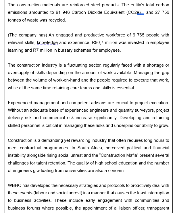 Wilson Bayly Holmes-Ovcon Ltd (“WHBO”) is a | Chegg.com