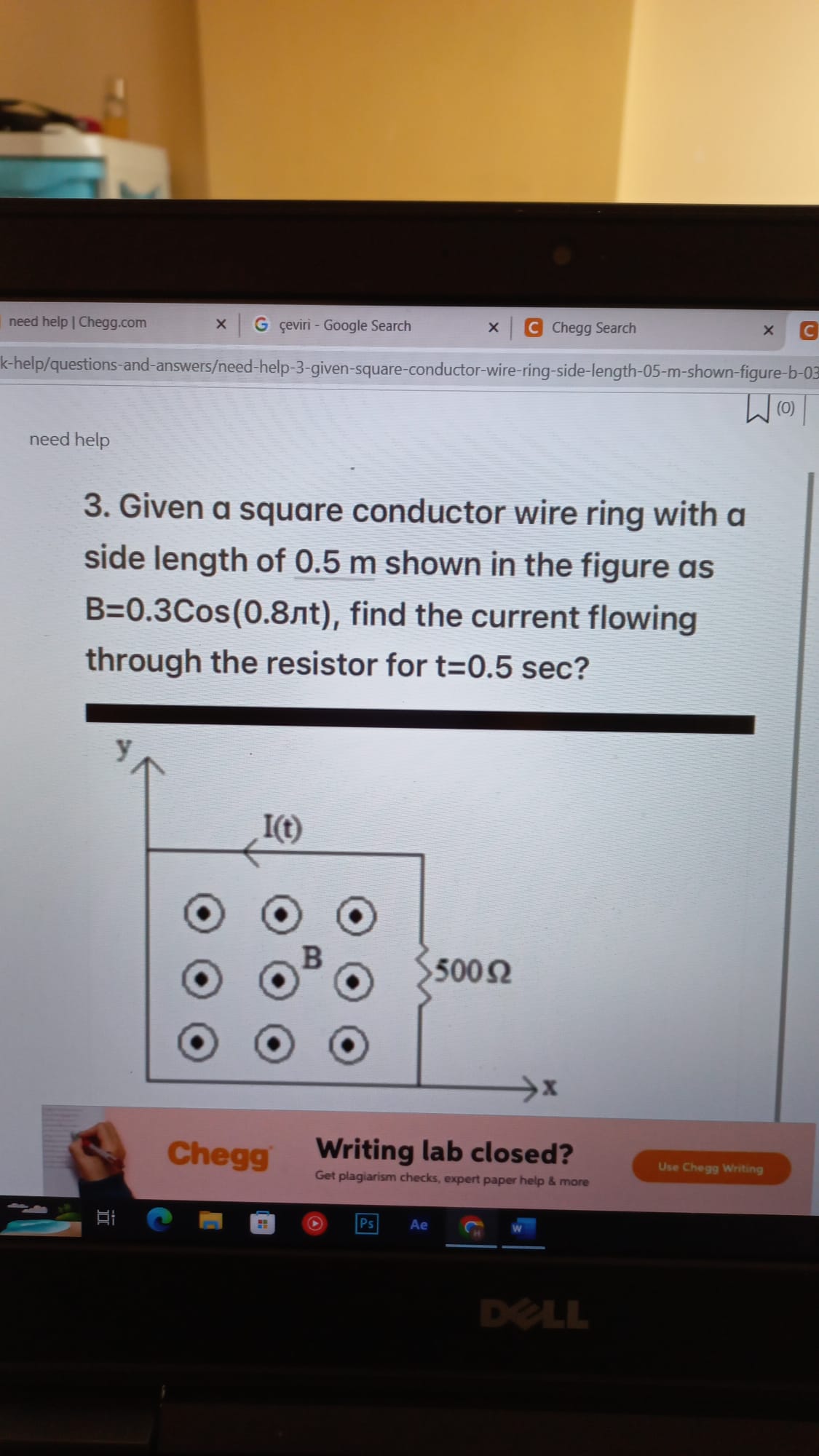 Solved A square conductor wire ring with a side length of | Chegg.com