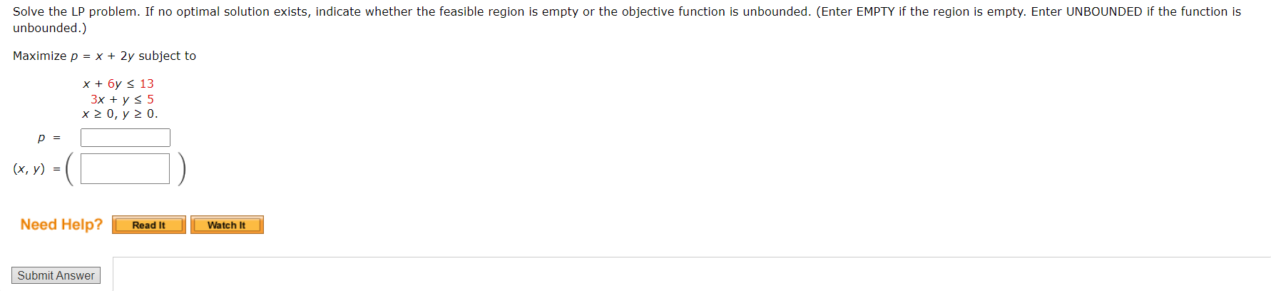 Solved Solve the LP problem. If no optimal solution exists, | Chegg.com