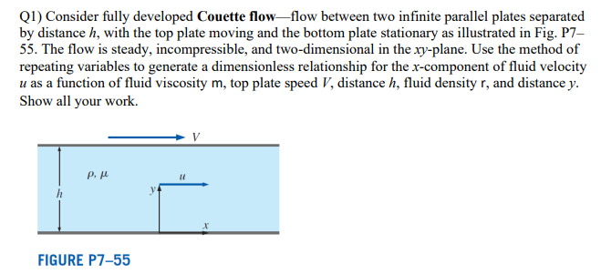 Solved Q1) Consider fully developed Couette flow-flow | Chegg.com
