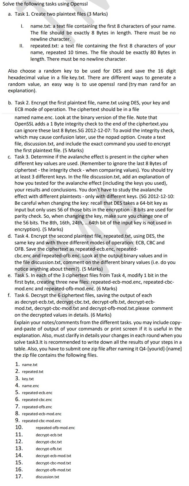 Solved Solve the following tasks using Openssl a. Task 1. | Chegg.com