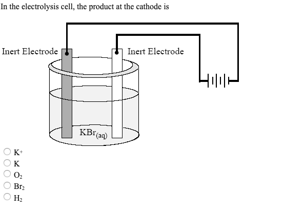 Solved In the electrolysis cell, the product at the cathode | Chegg.com