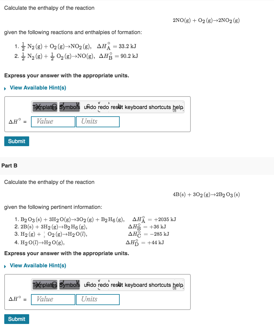 Solved Calculate the enthalpy of the reaction 2NO(g) + O2(g) | Chegg.com