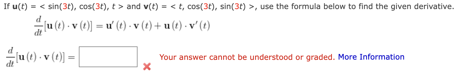 Solved If u(t)= sin(3t),cos(3t),t and | Chegg.com