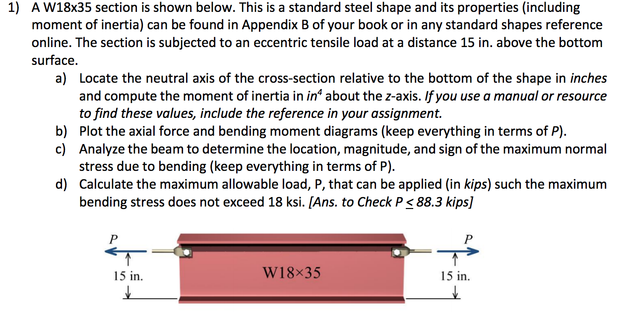Solved 1) A W18x35 section is shown below. This is a | Chegg.com