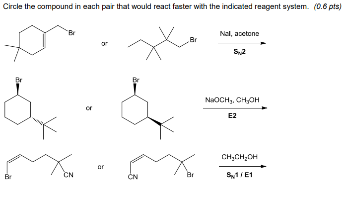 Solved Circle the compound in each pair that would react | Chegg.com
