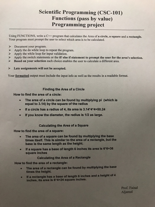 Solved Scientific Programming (CSC-101) Functions (pass by | Chegg.com