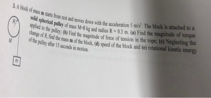 Solved 3. A block of mass m starts from rest and moves down | Chegg.com