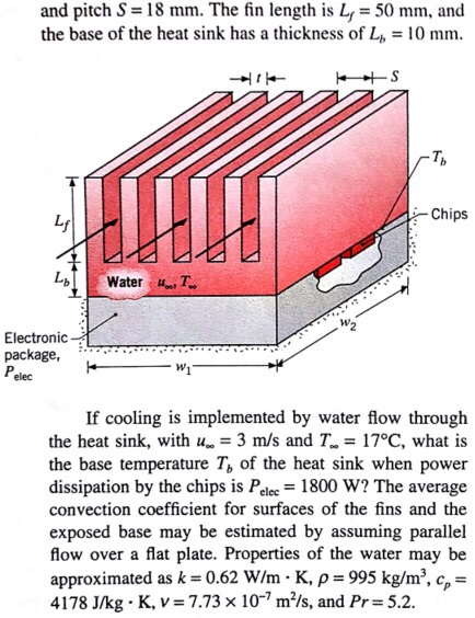 Solved and pitch S = 18 mm. The fin length is Lr = 50 mm, | Chegg.com
