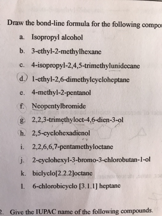 Solved Draw the bond-line formula for the following compor | Chegg.com