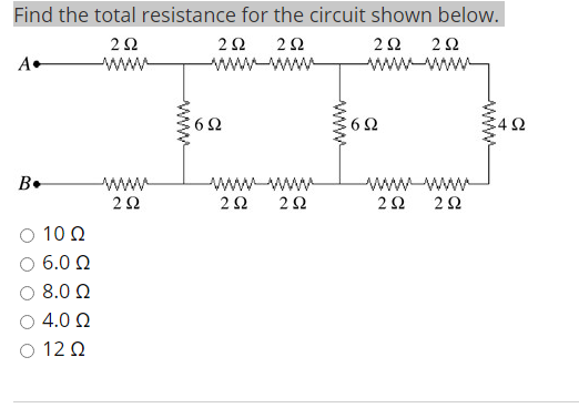 Solved Find the total resistance for the circuit shown | Chegg.com
